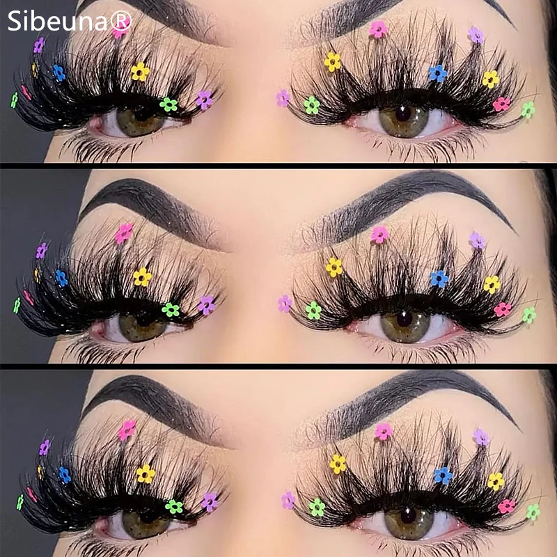 30mm Mink Lash With Butterfly Diamond Flower Pink Blue White Colored ...