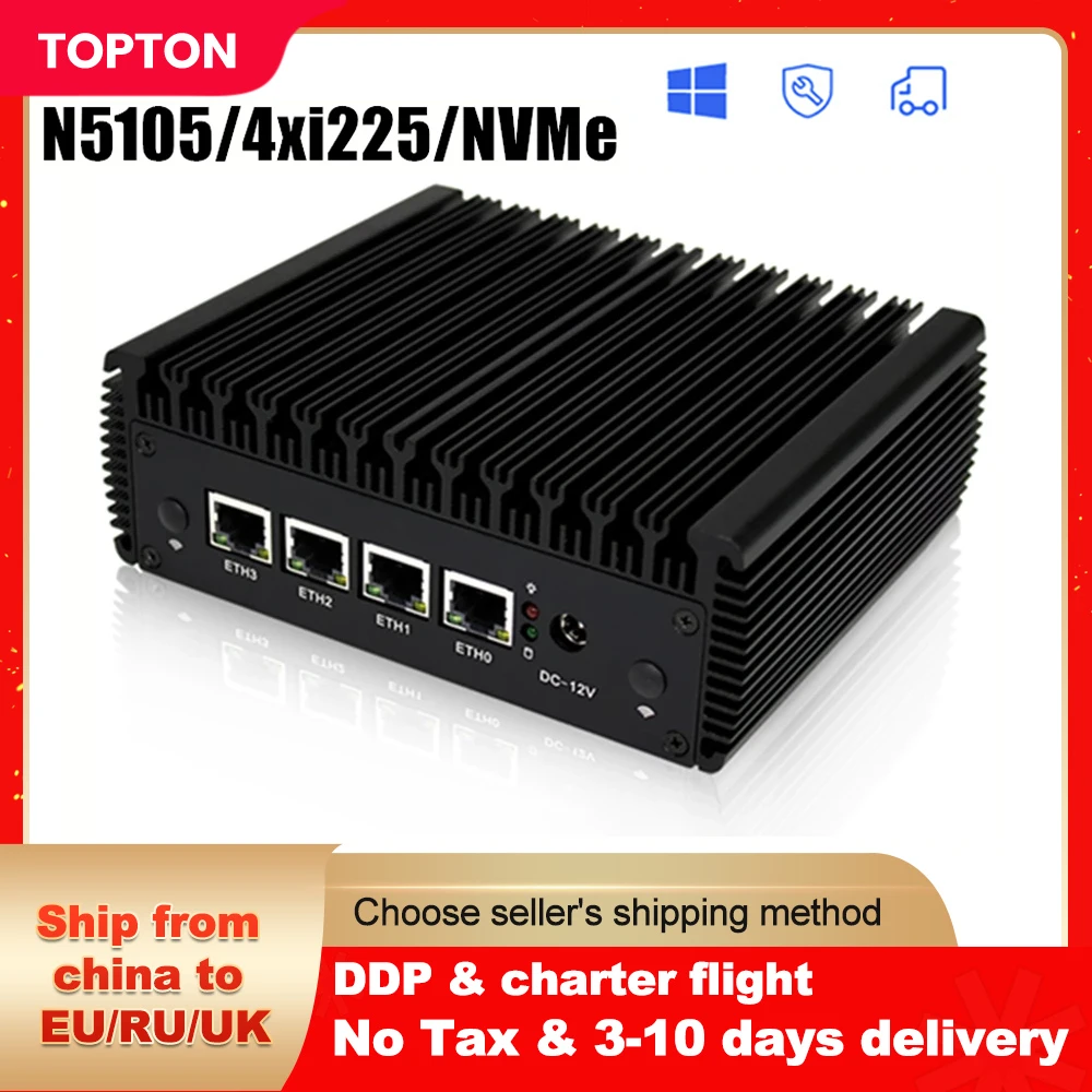 Fanless Mini Pc Celeron N5105 4 Intel 2.5g I225 Lan 2xddr4 Nvme Switch ...