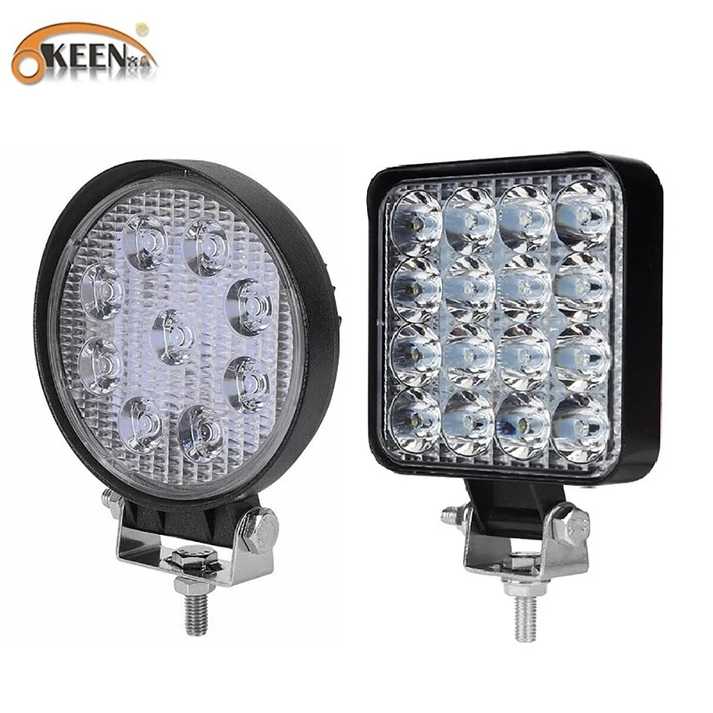 OKEEN-9LED-27W-16LED-48W-Work-Light-12V-24V-Car-LED-Spotlight-Square ...