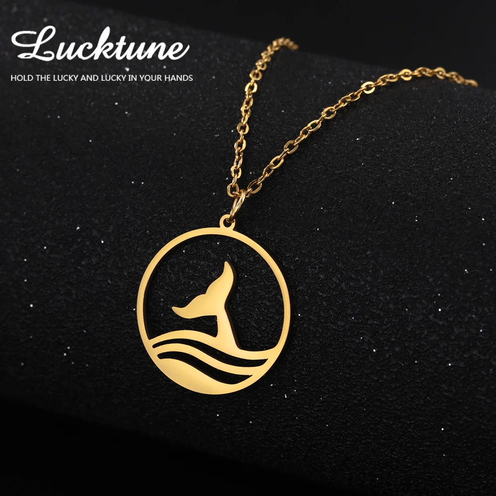 Lucktune-Whale-Tail-Wave-Round-Pendant-Necklace-for-Women-Stainless ...