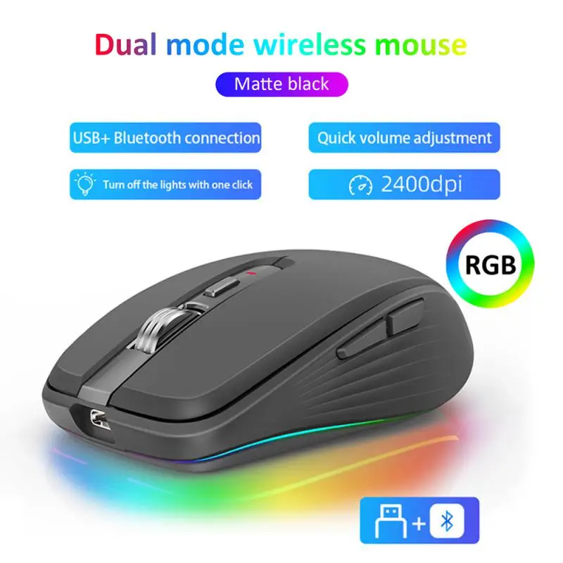 Dual Mode Bluetooth 2.4G USB Wireless Gaming Mouse DPI Adjustable ...