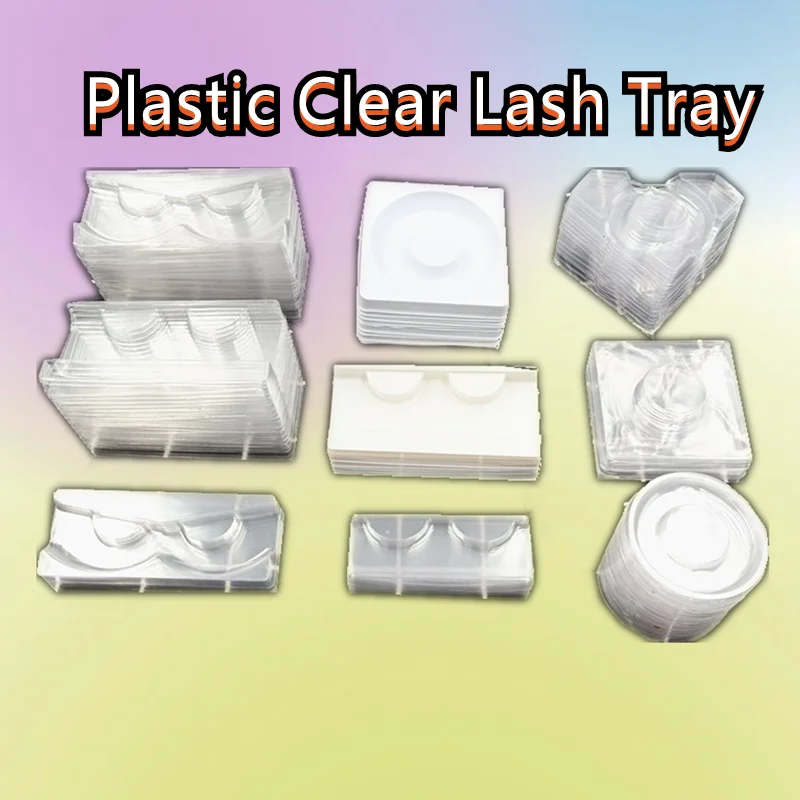 50-100-Wholesale-Plastic-Clear-Lash-Tray-Mink-Lashes-Holder-Eyelash ...