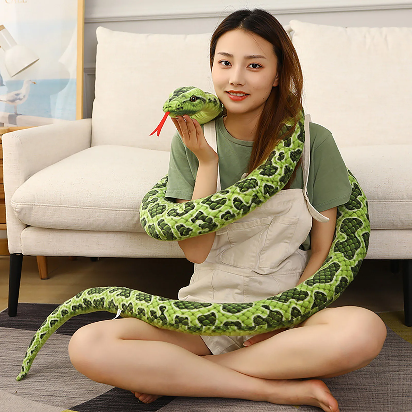 200cm Simulated Python Snake Plush Toy Giant Boa Cobra Long Stuffed ...