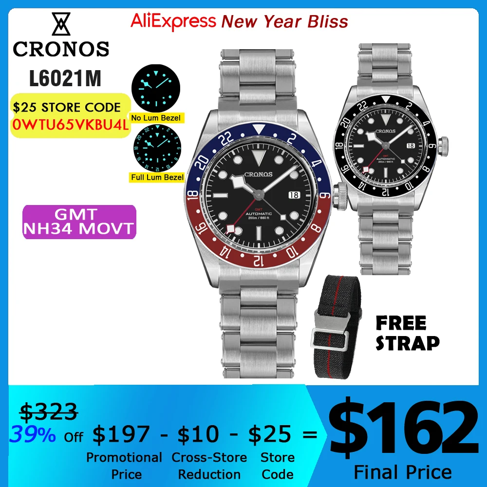 Cronos-BB-GMT-Men-Watch-Vintage-Automatic-NH34-Coke-Ceramic-Bezel ...