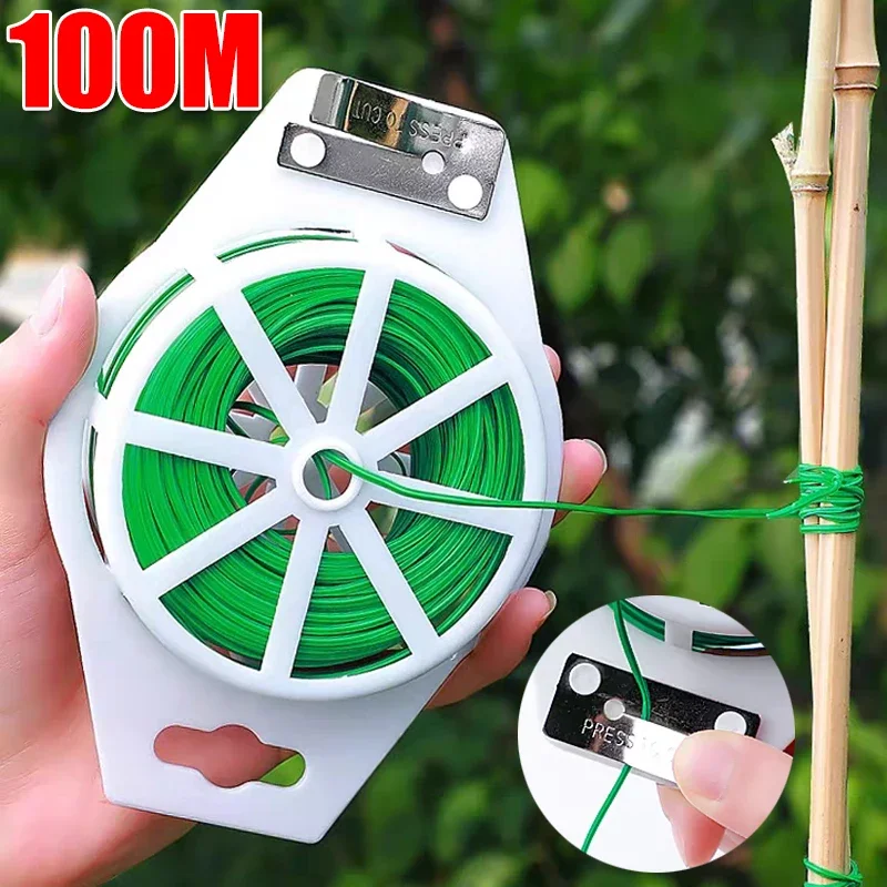 100M-Plants-Strapping-Wire-Self-Cutting-Gardening-Vine-Fixing-Iron-Wire ...