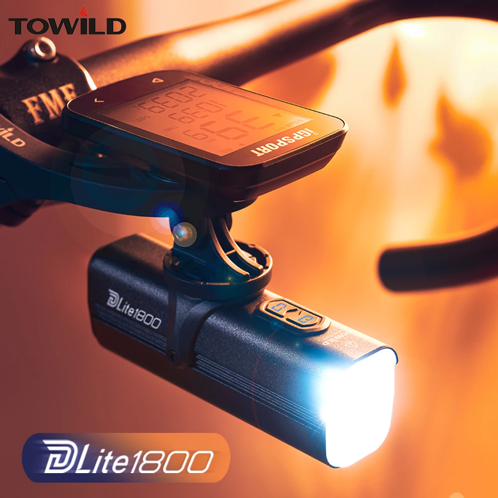 TOWILD DLite 1800 High\Low Beam Switch Smart Bike light Remote Control 5000mAh battery Type-C ...