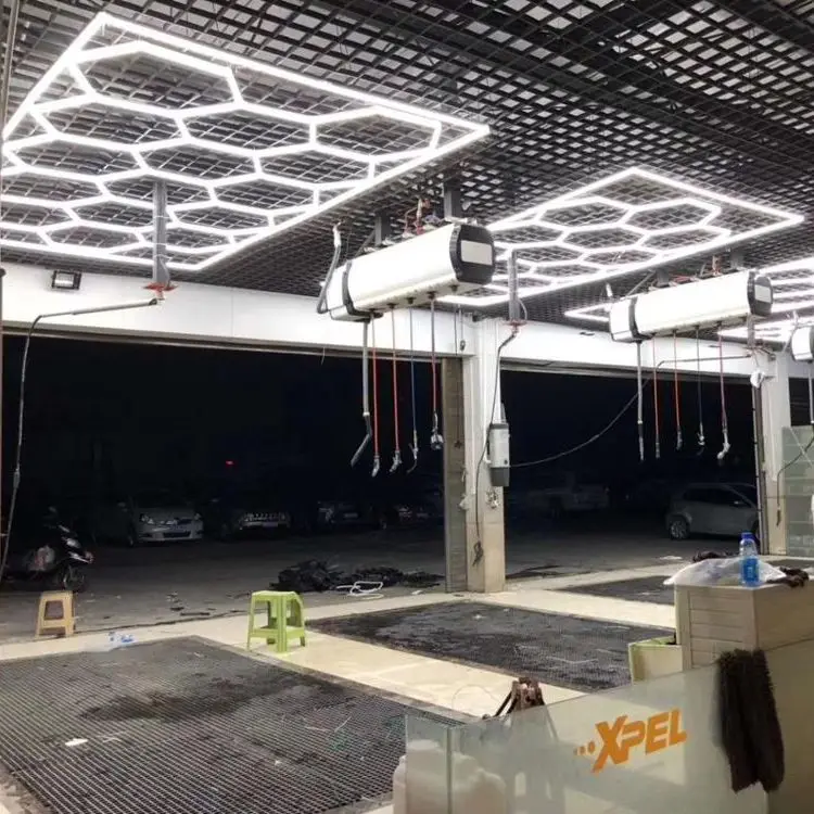 Customize 2.4*4.8m Hive Design Ceiling Led Light For Car Care And Car ...