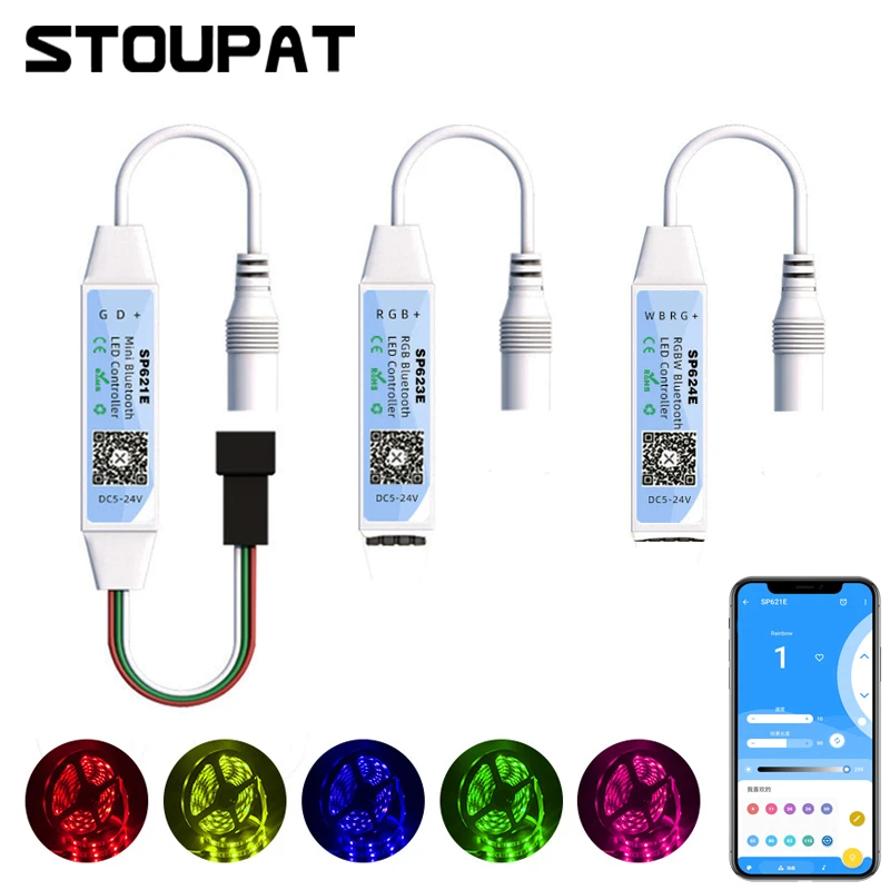 RGB RGBW LED Strip Controller SP623E SP624E SP621E Bluetooth Smart APP Control for DC5 24V ...