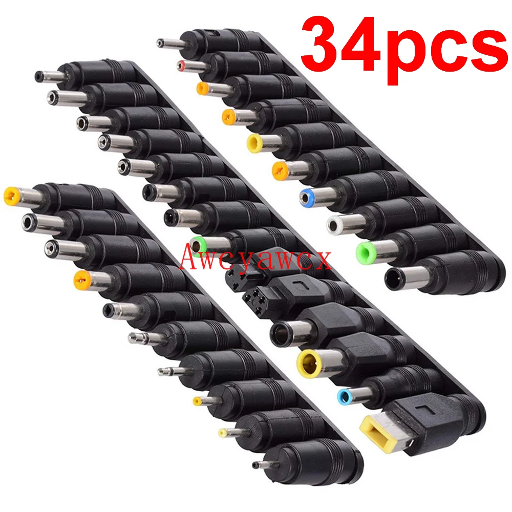 34PCS-Universal-5-5mm-2-1mm-DC-AC-Power-Adapter-Tips-Connector-Kits-for ...