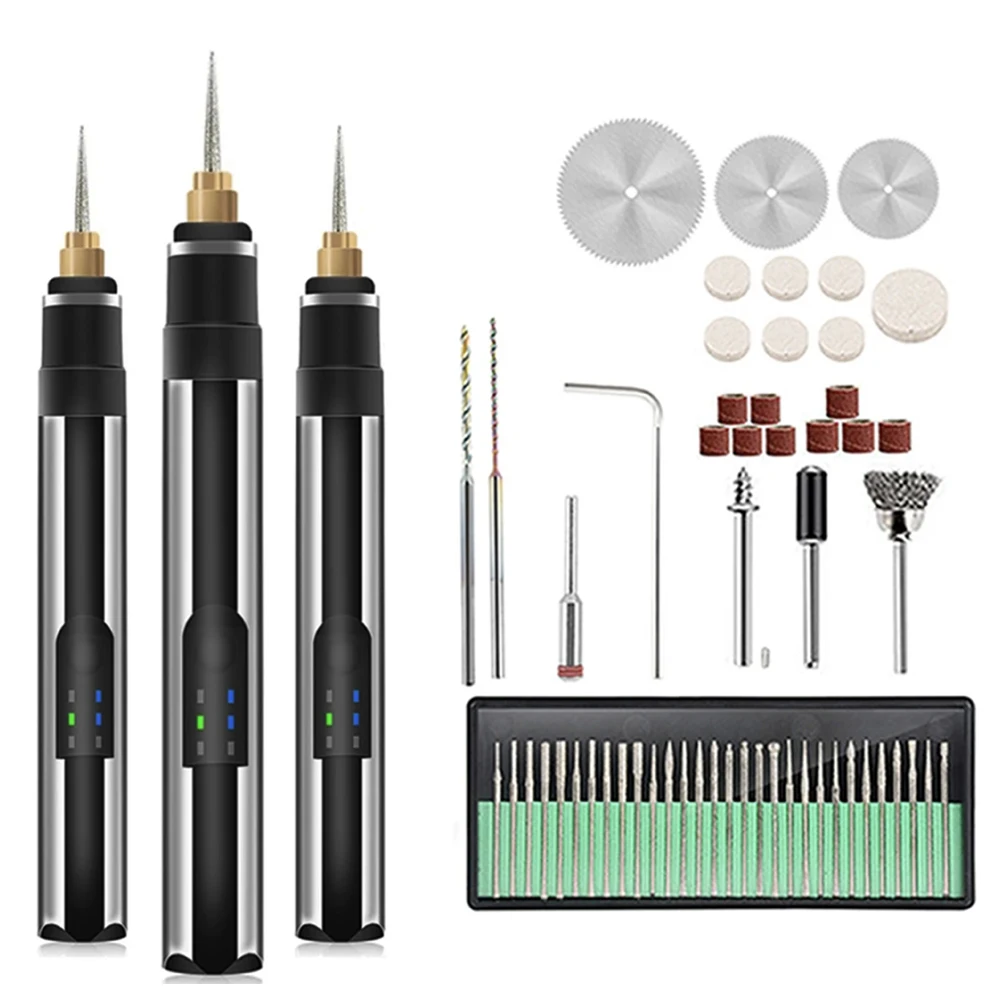 USB-Cordless-Rotary-Tool-Kit-Woodworking-Engraving-Pen-DIY-For-Jewelry ...