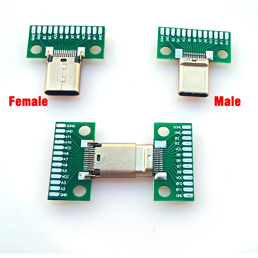 1pcs USB 3.1 Type C Connector 24+2P Female Male Plug Receptacle Adapter ...