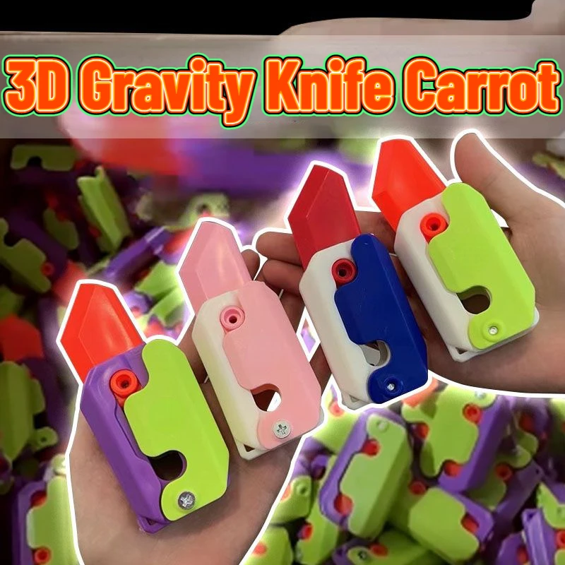 HOT Explosive 3D Gravity Knife Carrot Knife Decompression Push Card Small Toy 3D Printing ...