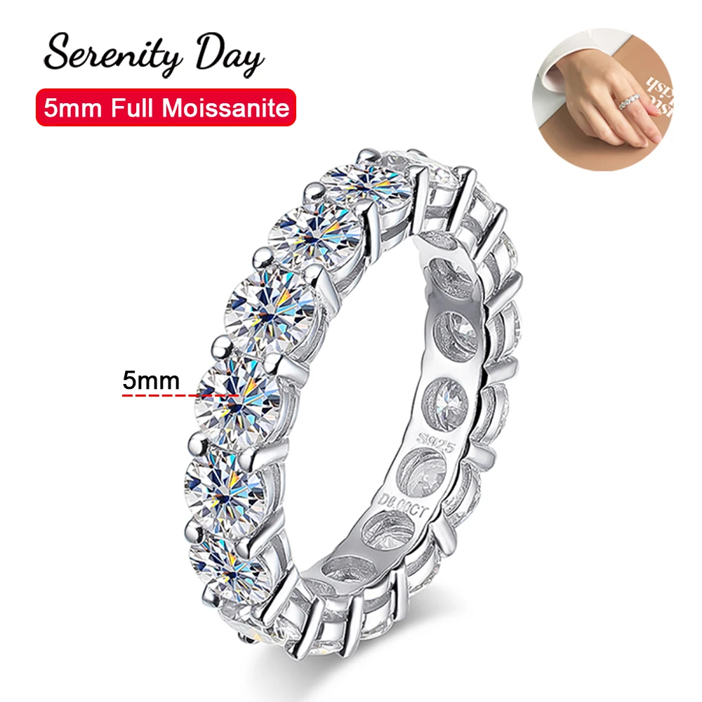 Serenity-D-Color-5mm-Moissanite-Row-Rings-For-Women-S925-Silver-Finger ...