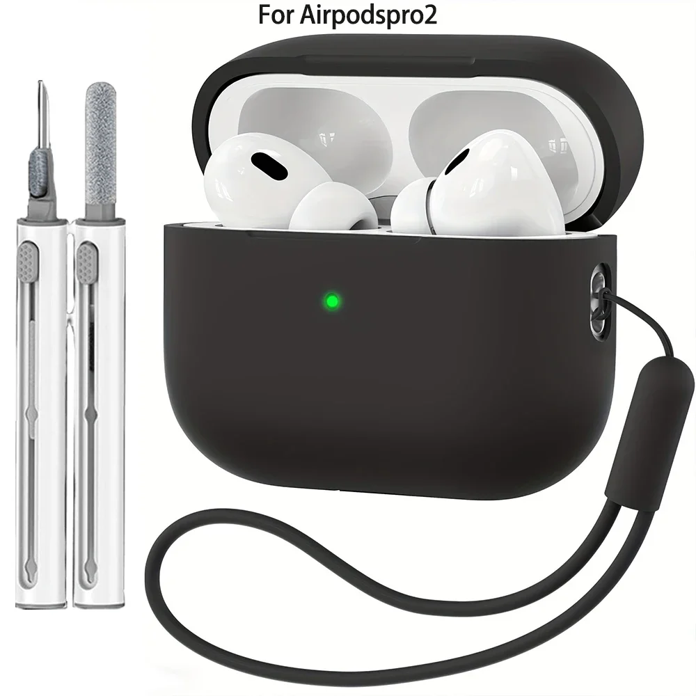 For AirPods Pro 2 Silicone Case with Cleansing Sets Solid Color Covers ...