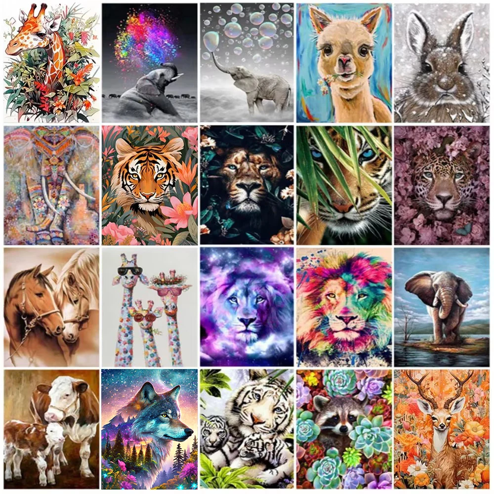 5D-DIY-Diamond-Painting-Flower-Animal-Giraffe-Lion-Tiger-Mosaic-Full ...