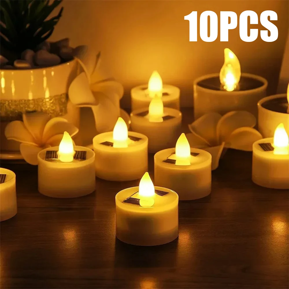 10PCS-Solar-Tea-Light-Led-Candles-Flameless-Outdoor-Waterproof-Solar ...