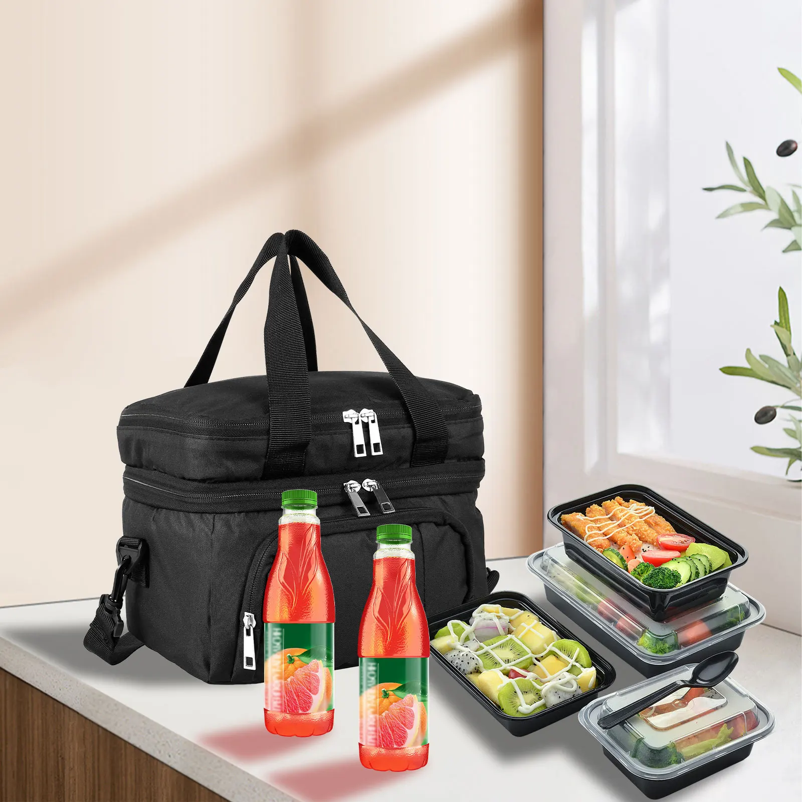 Insulated Lunch Bag 12-Can Double Layer Insulated Lunch Box for Men ...