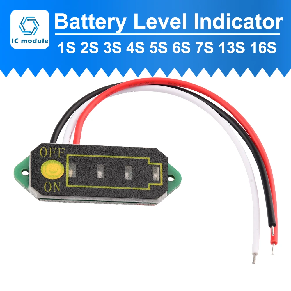 Battery Level Indicator 18650 Lipo Lithium Capacity Tester Meter 1S 2S ...