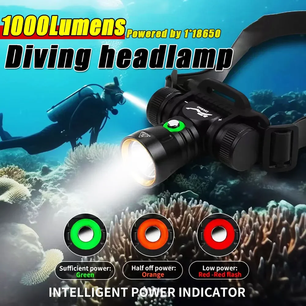1000LM-Super-Bright-LED-Scuba-Diving-Headlamp-High-Power-Headlight-IPX8 ...