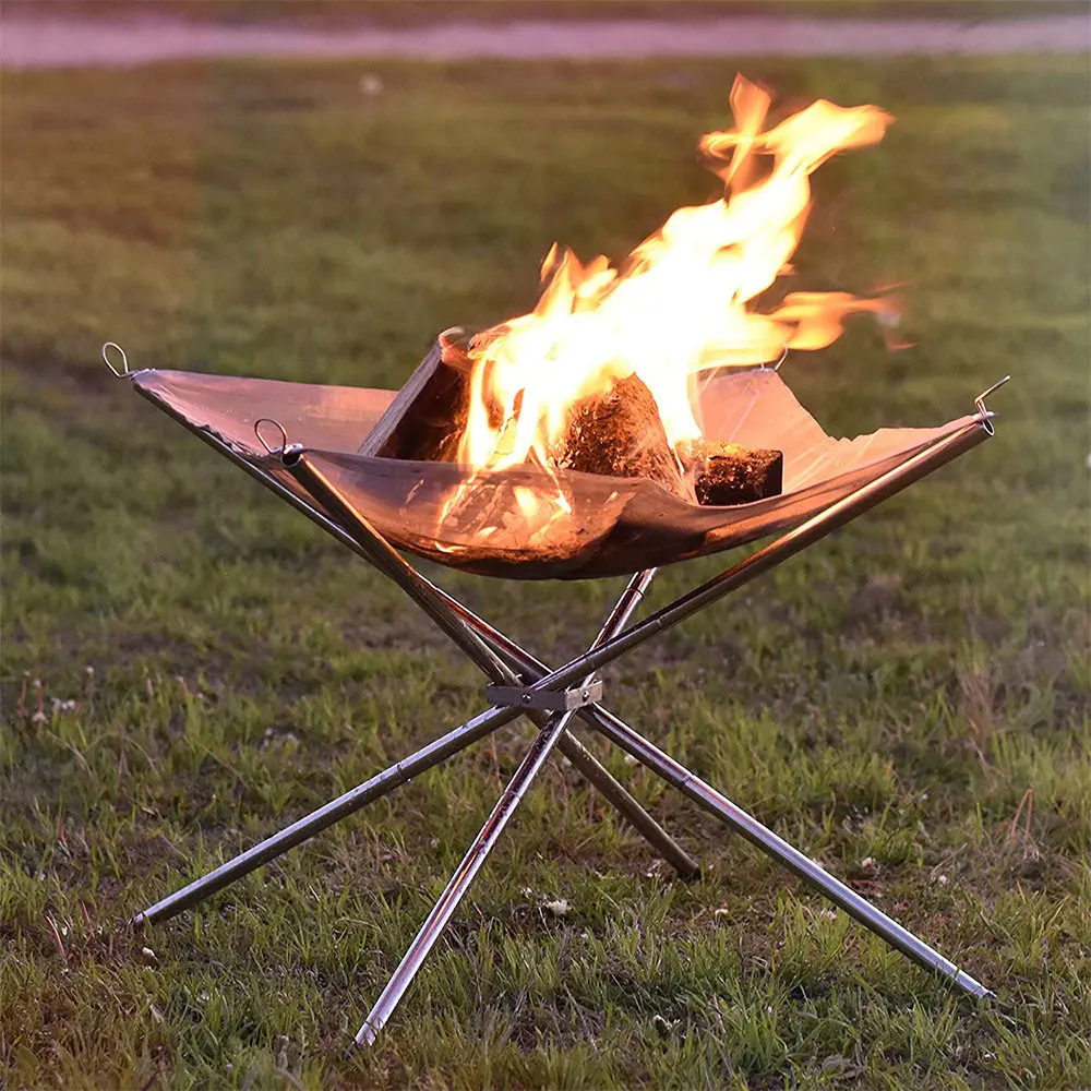 Portable Fire Pit Foldable Stainless Steel Mesh Fireplace with Carry ...