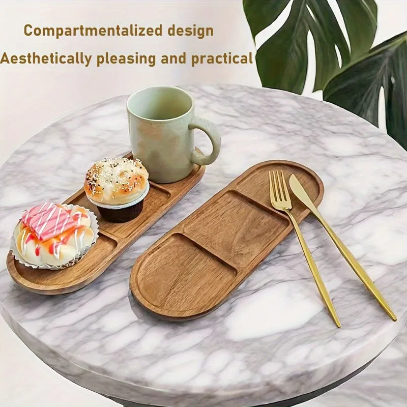 AFOURT-Acacia Wood Breakfast Trays Featuring Dividers-Modern Minimalist ...