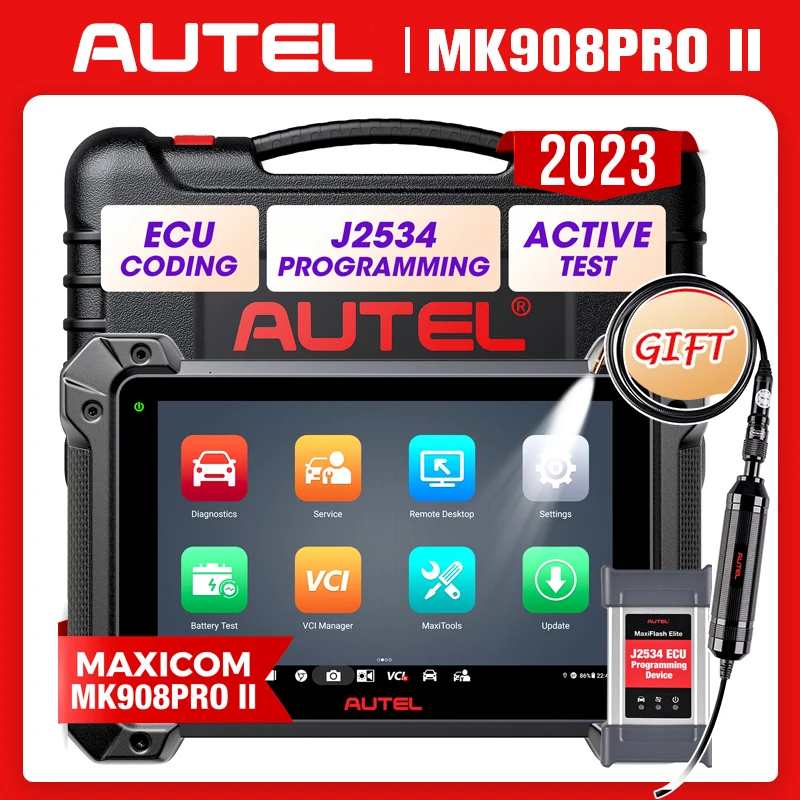Autel Herramienta de escaneo de diagnóstico de coche MaxiCOM MK908P II, programador J2534 ECU ...