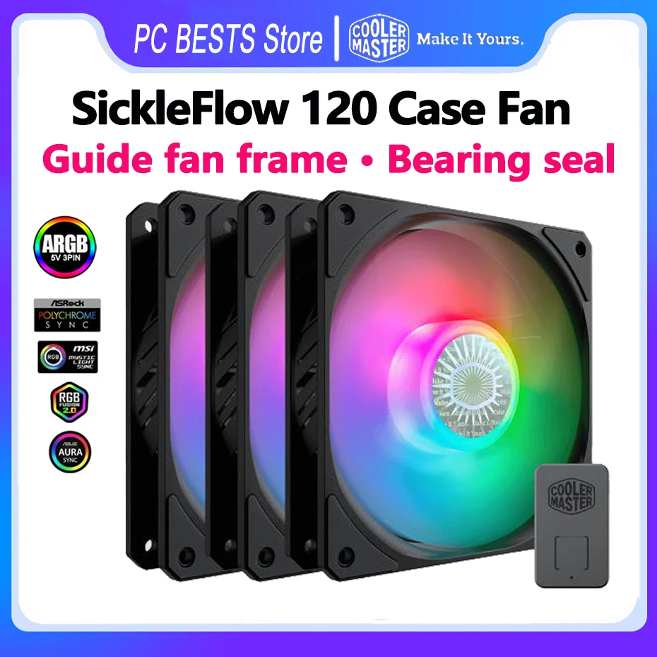 Cooler-Master-SickleFlow-120-ARGB-Caso-Fan-3in1-120mm-Quadrado ...