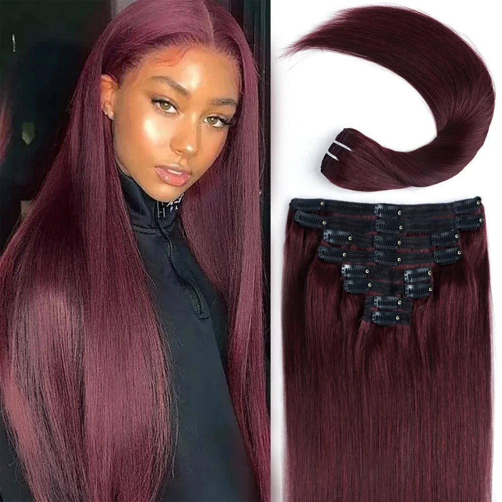 Straight-Human-Hair-Clip-in-Hair-Extensions-100-Unprocessed-Full-Head ...