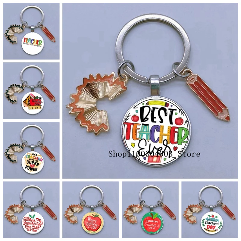 Best Teacher Keychain | Cabochons Teacher | Glass Cabochon | Glass ...