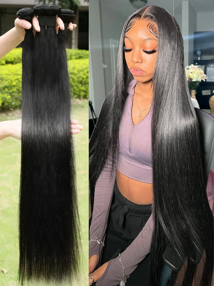 Brazilian-Raw-Virgin-100-Human-Hair-Bone-Straight-Extensions-Real-Bulk ...