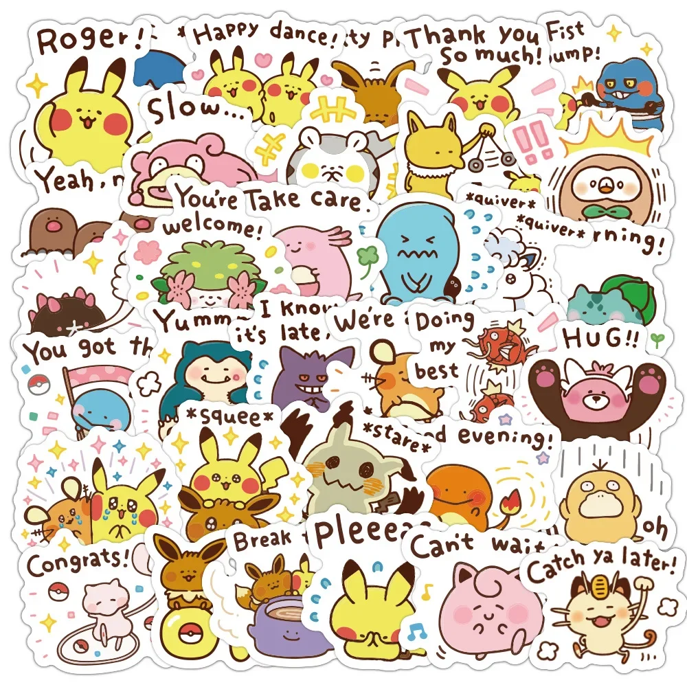 40pcs-Pokemon-Pikachu-Stickers-Cute-Cartoon-Japanese-Cartoon-Waterproof ...