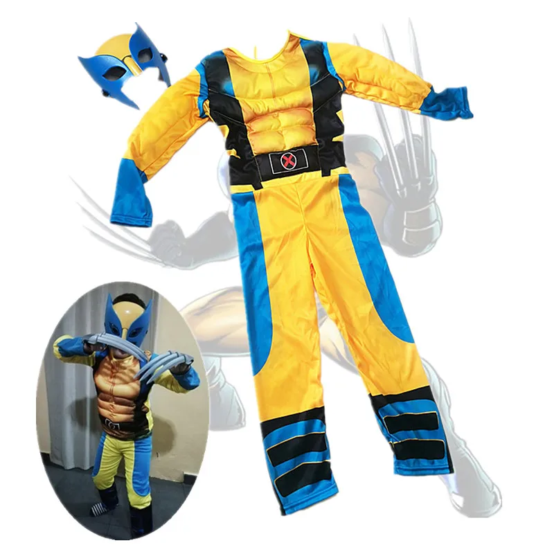 Kids-Wolverine-Costume-Boy-Superhero-Jumpsuit-Kids-Halloween-Cosplay ...