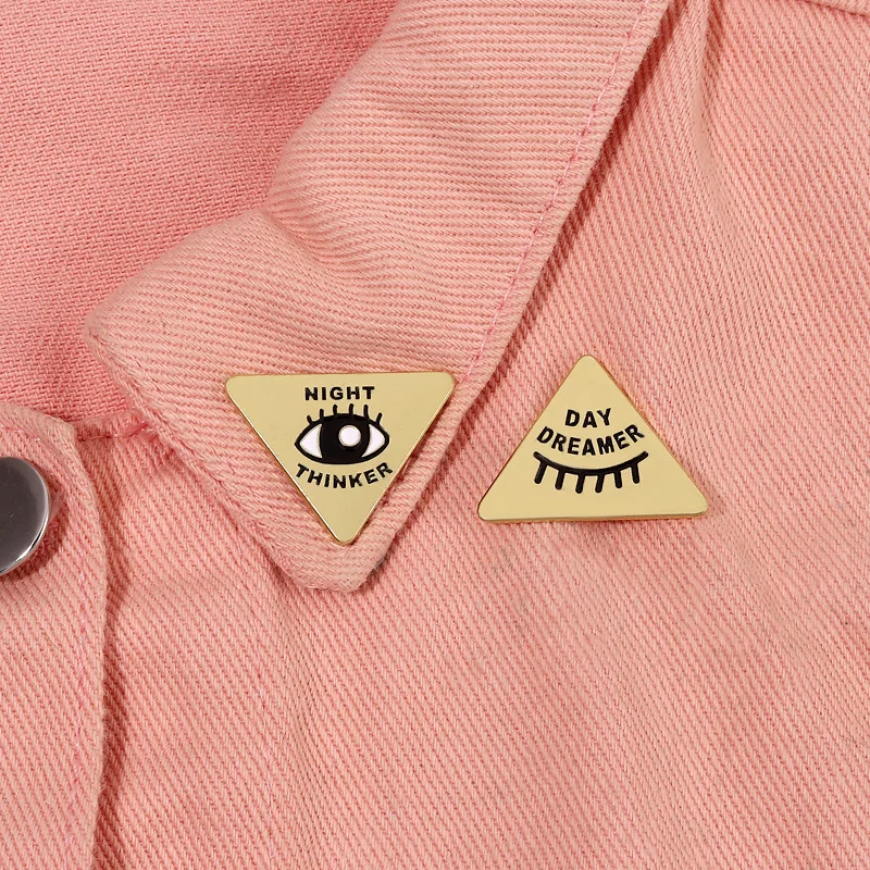 Triangle-Enamel-Pins-Day-Dreamer-Night-Thinker-Eyes-Brooch-Sweather-Hat ...