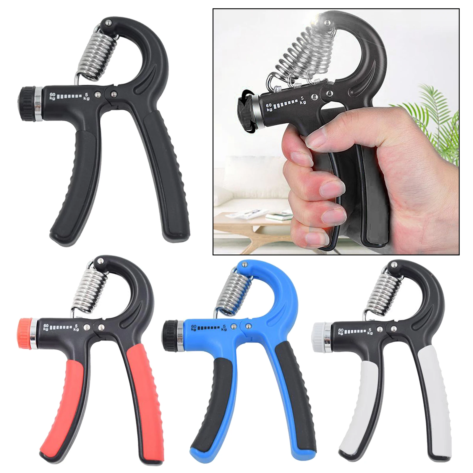 5-60KG-Hand-Strength-Power-Grip-Adjustable-Heavy-Gripper-Fitness-Wrist ...