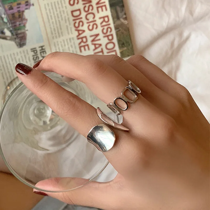 Original 925 Sterling Silver Double LInes Rings For Women Wedding Engagement Silver Women's ...