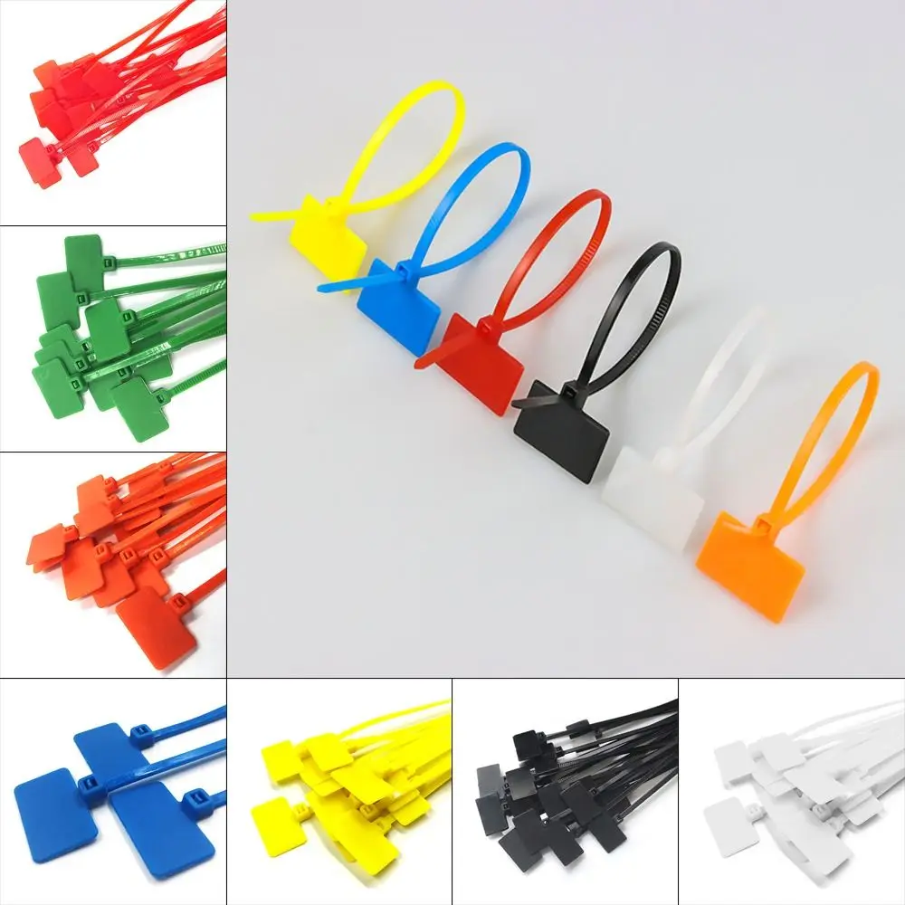 100Pcs-Colorful-Nylon-Cable-Ties-Plastic-Label-Strapping-Tape-Easy-Mark ...
