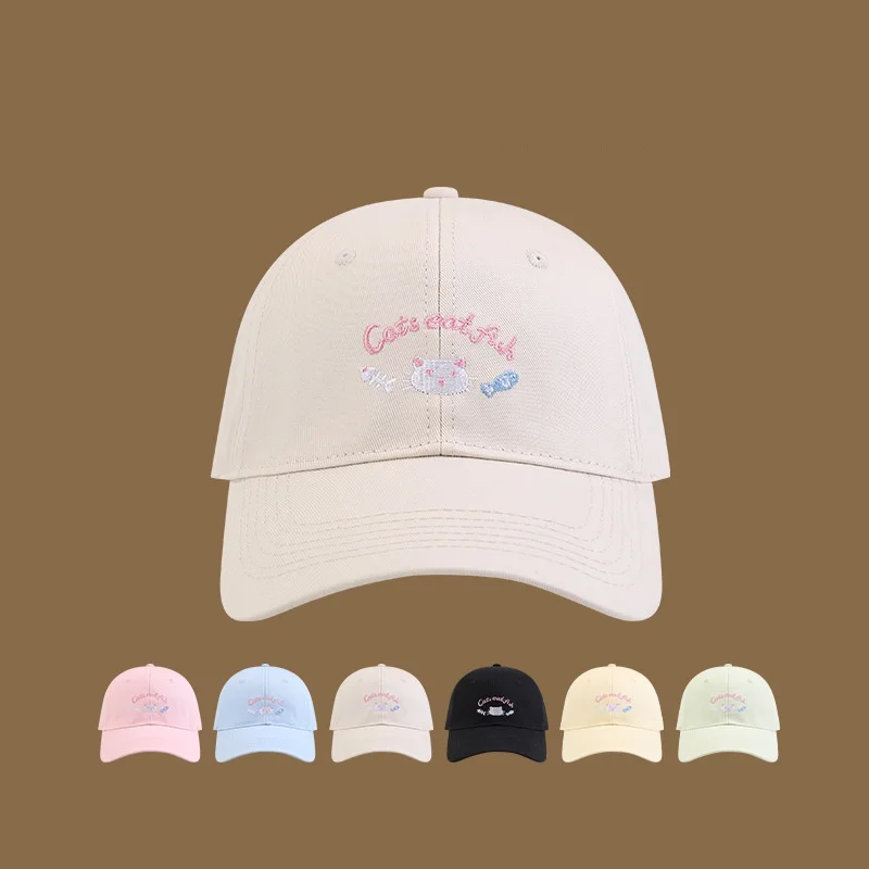 Dopamine Kitten Embroidered Baseball Hat Spring Summer Travel Thin ...