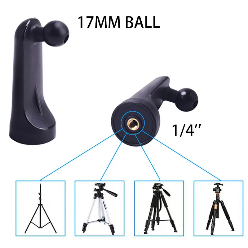 Rotatable Phone Holder Clip Cellphone Tripod Mount Clamp 17MM Ball Head ...