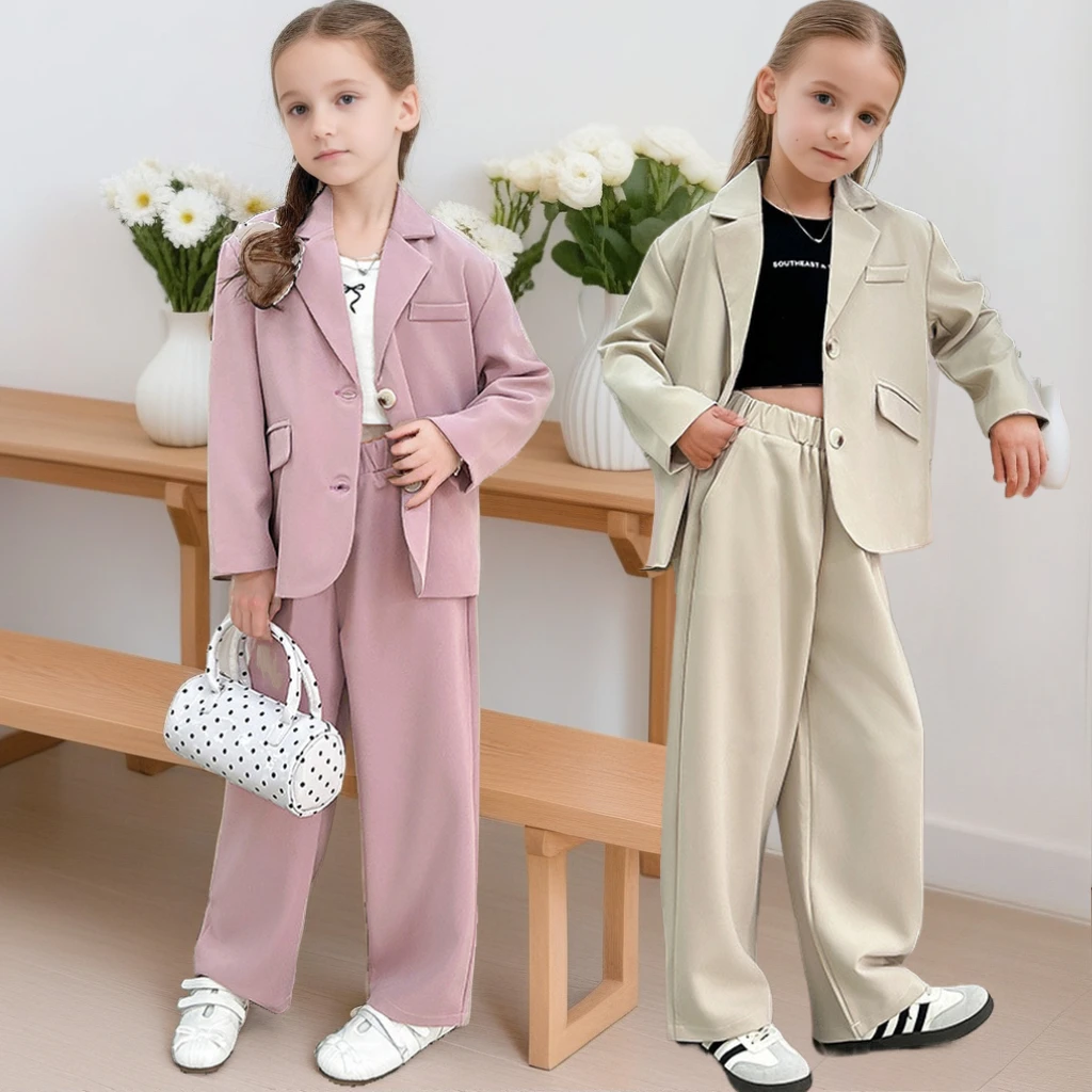 Girls Suit Pink Elegant Formal Occasions Kids Performances Costumes 2 ...