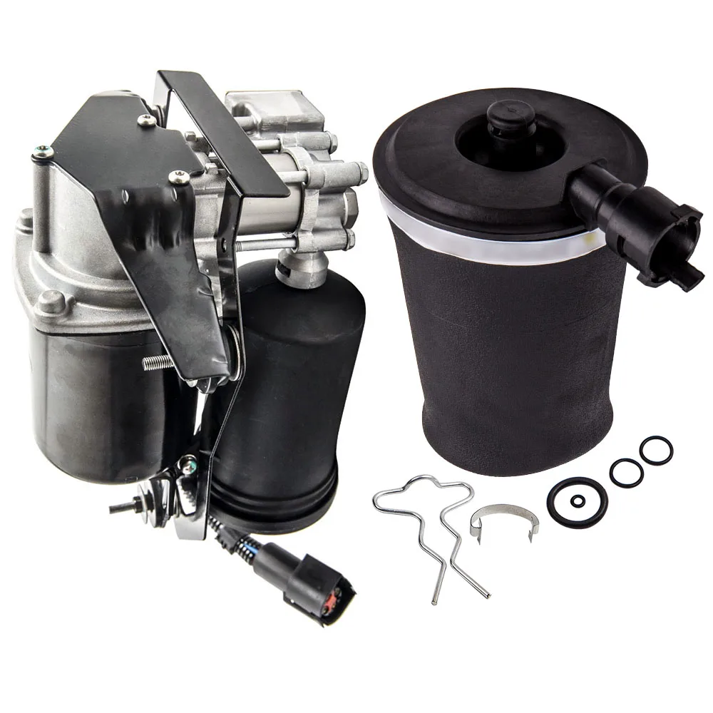 Pair Rear Air Suspension Bag & 1 Compressor pump for Lincoln Town Car ...