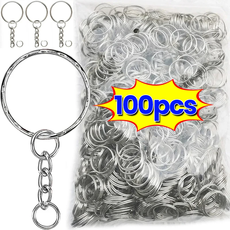 Metal-Blank-Keyring-Stainless-Steel-Split-Rings-Lobster-Clasp-Key-Chain ...