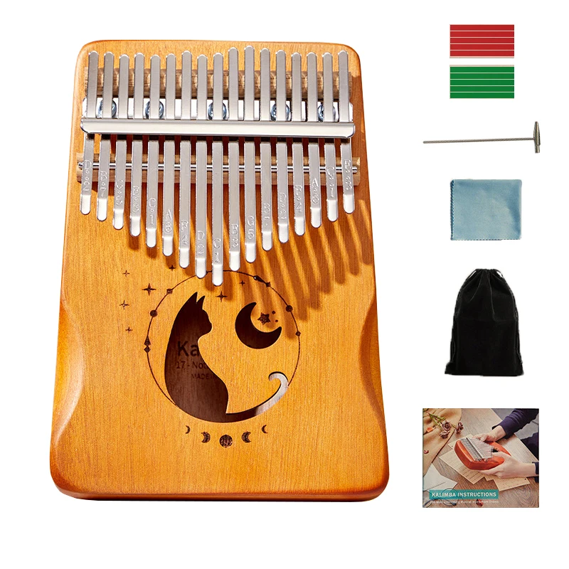 Lua-artesanal-e-gatos-Kalimba-madeira-mogno-instrumentos-musicais-folcl ...