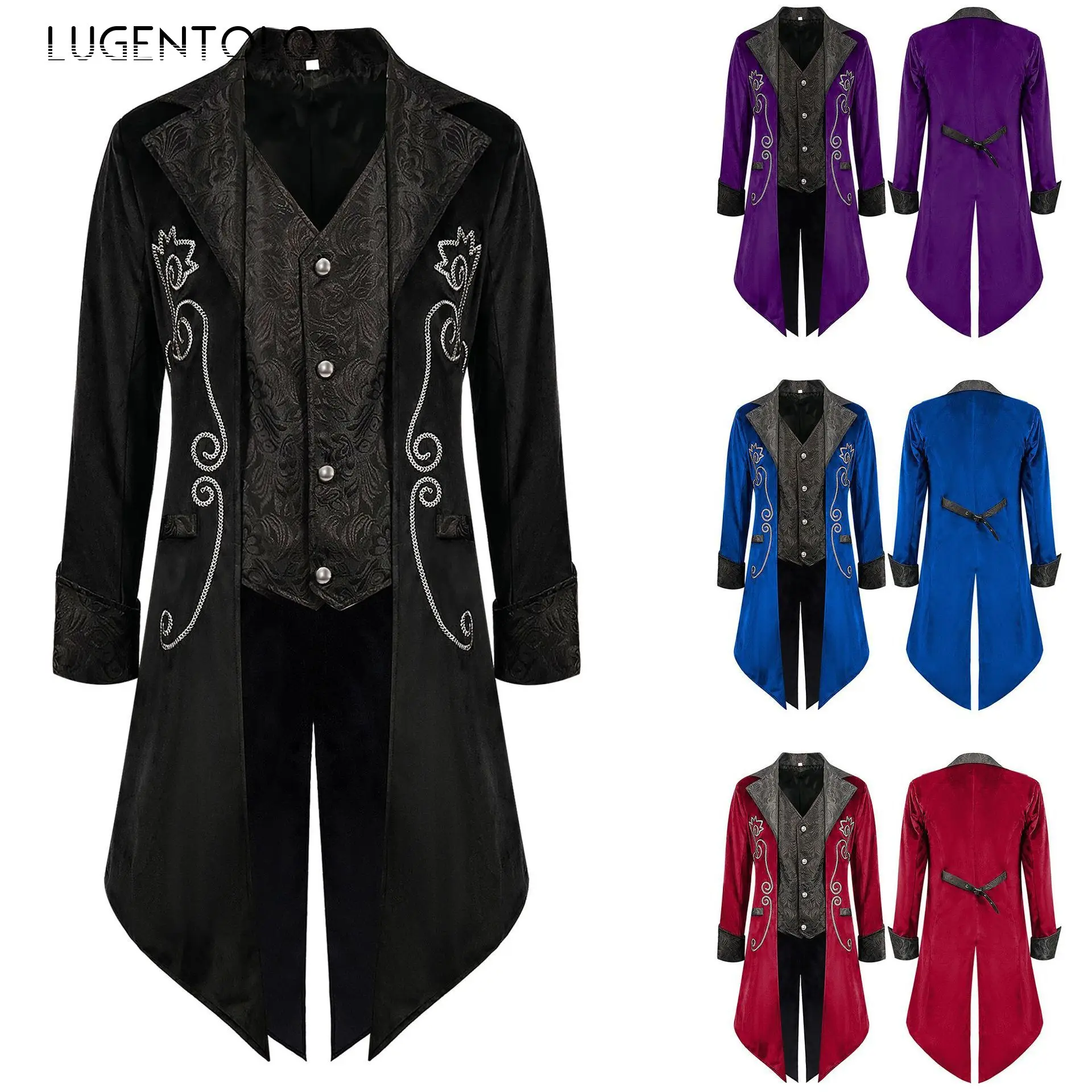Men Medieval Tuxedo Coat Steampunk Tailcoat Party Stage Renaissance ...
