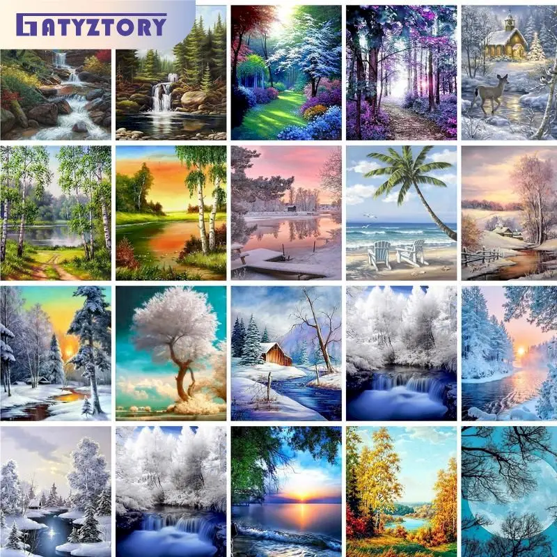 GATYZTORY-Four-Season-Paint-By-Numbers-For-Adults-Scenery-Pictures-Art ...