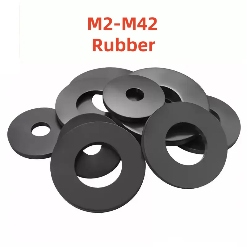 M2 M2.5 M3 M4 M5 M6 M7 M8 M10 M12~M42 Black Soft Rubber Flat Washer ...