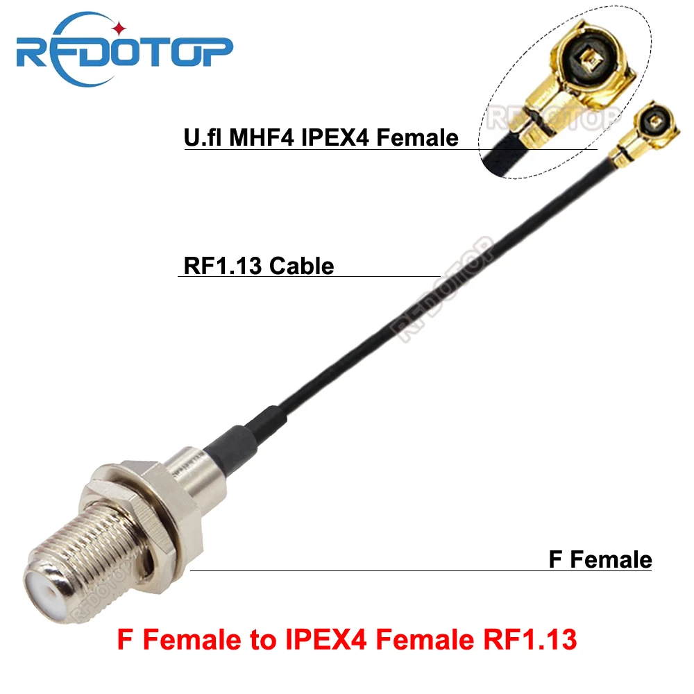 2PCS-F-Female-Bulkhead-to-u-FL-MHF4-IPEX4-Female-Jack-Pigtail-RF1-13 ...