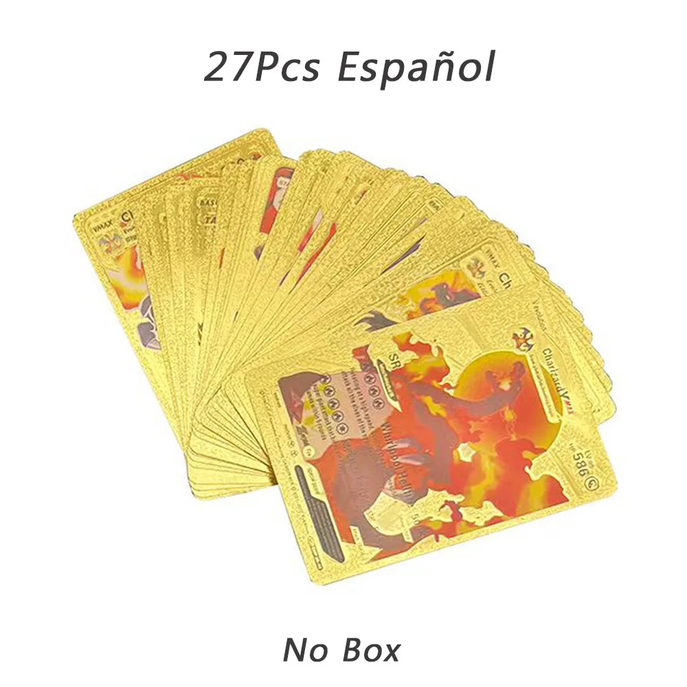 Cards Metal Gold Vmax GX Card Box Black Mewtwo Charizard Pikachu Rare ...