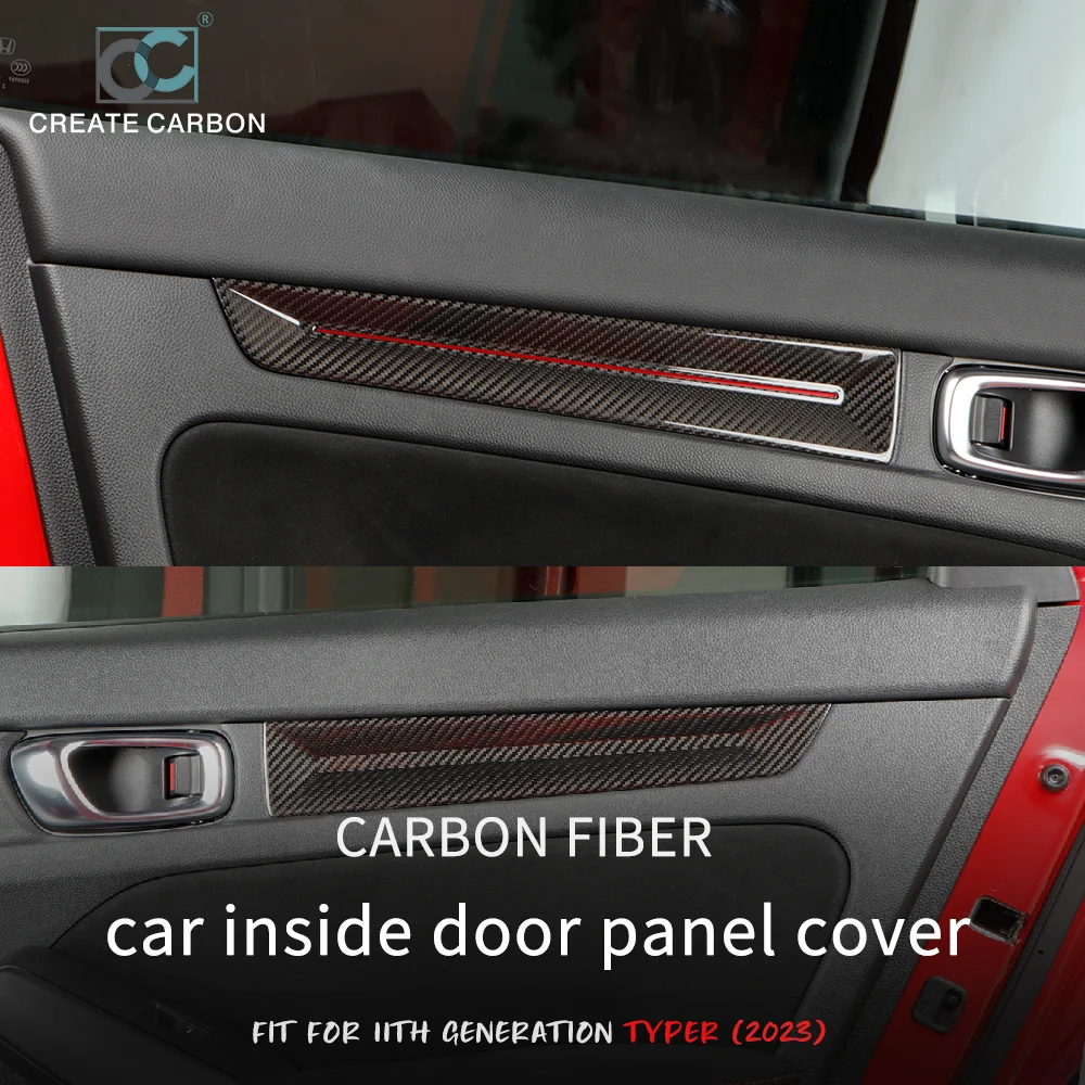 4Pcs-Carbon-Fiber-Car-Door-Panel-Cover-Trim-Fit-for-11th-Gen-Civic-Type ...