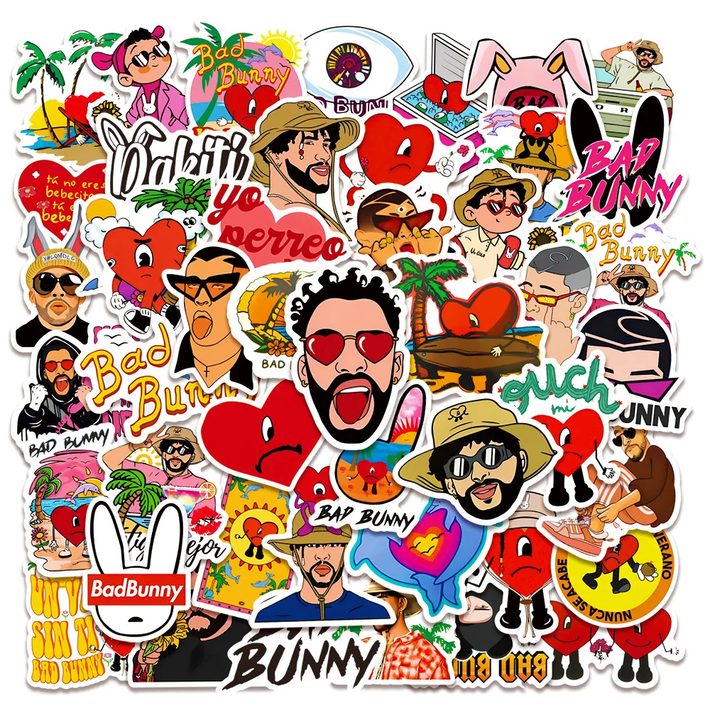 10-30-50PCS-Singer-Bad-Bunny-Stickers-Cartoon-Graffiti-Decals-DIY ...