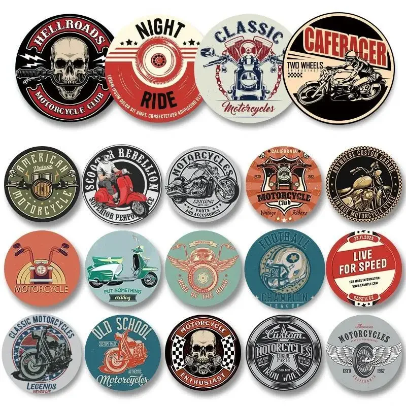 Vintage-American-Motorcycles-Parts-Poster-Old-School-Motorcycle-Round ...